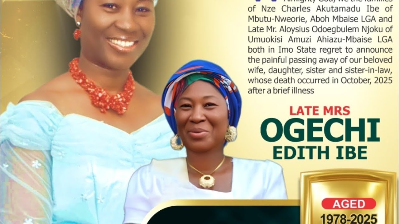 Funeral Mass for Mrs Ogechi Edith Ibe - live coverage - YouTube