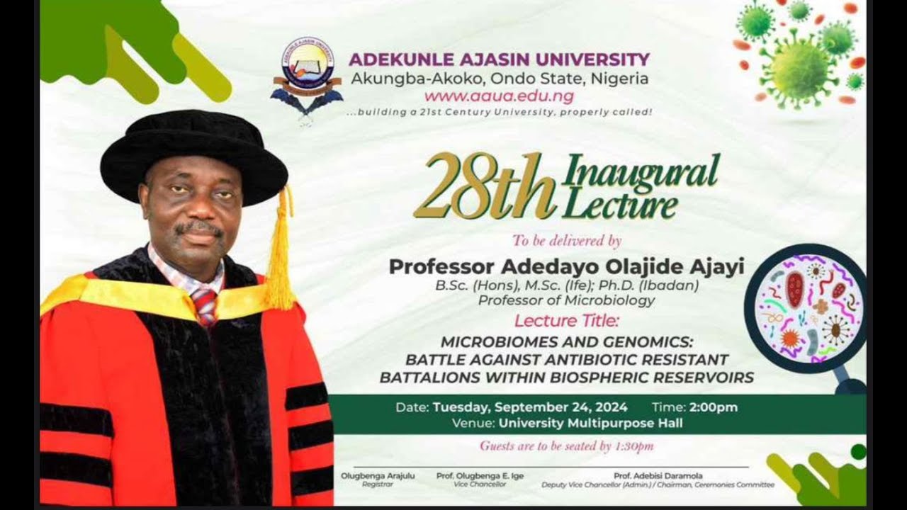 AAUA 28TH INAUGURAL LECTURE BY PROFESSOR ADEBAYO OLAJIDE AJAYI - YouTube