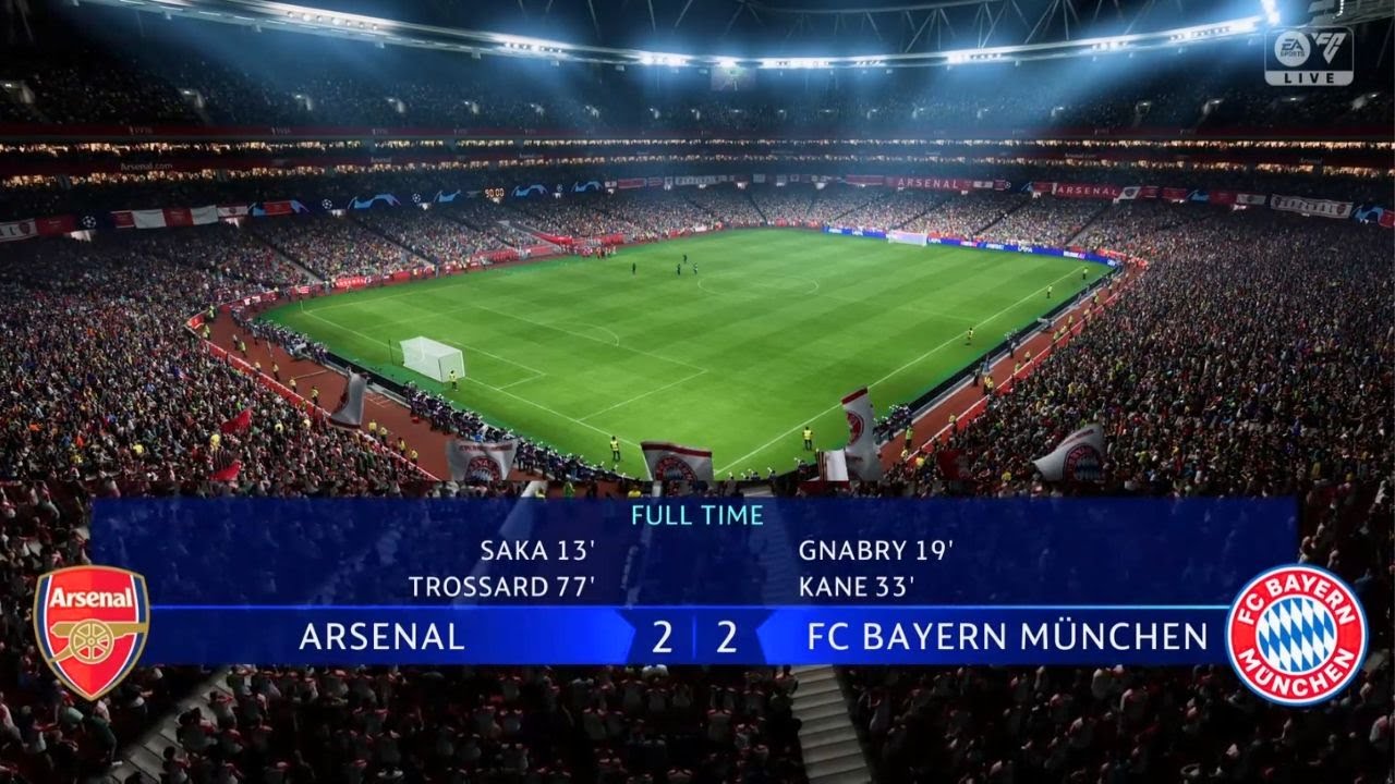 Arsenal 2 - 2 Bayern Munich Champions League Match End Draw - YouTube