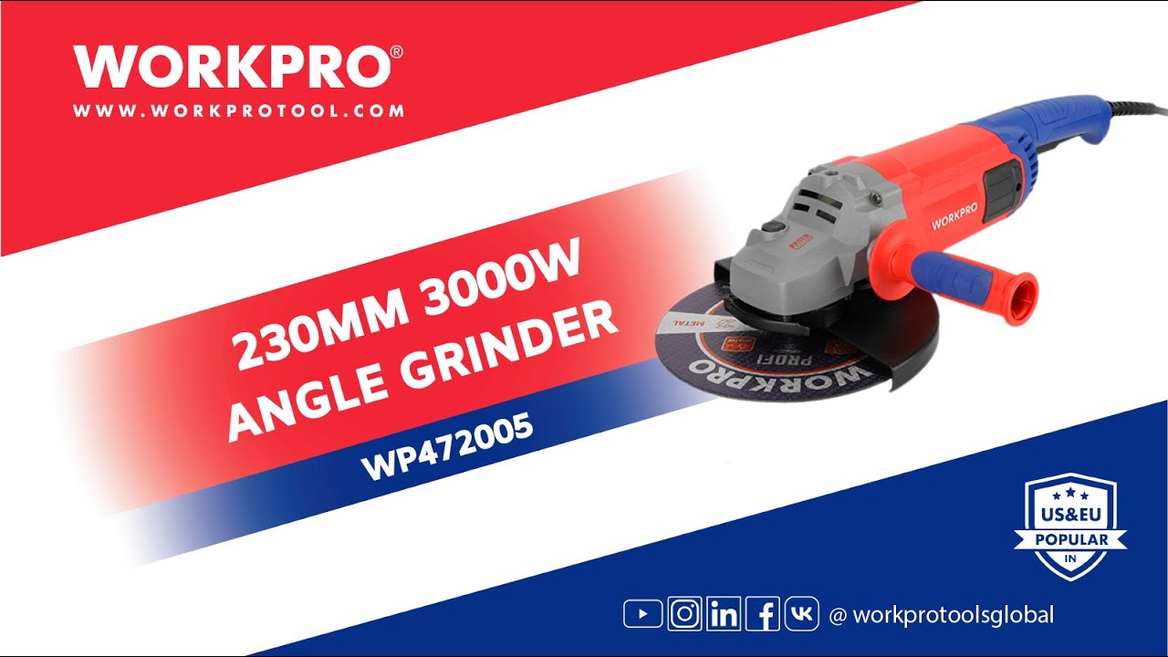 WORKPRO 230mm 3000W PROFESSIONAL ANGLE GRINDER - YouTube