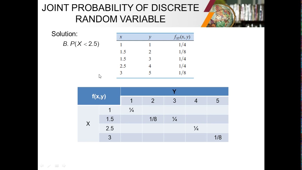 SAMPLE PROBLEMS IN JOINT PROBABILITY OF DISCRETE VARIABLES - YouTube
