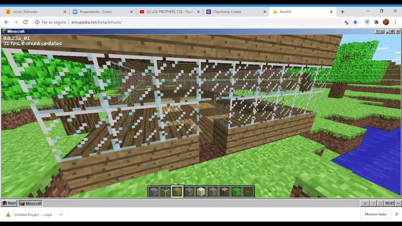 jugando minecraft beta en emuos - YouTube