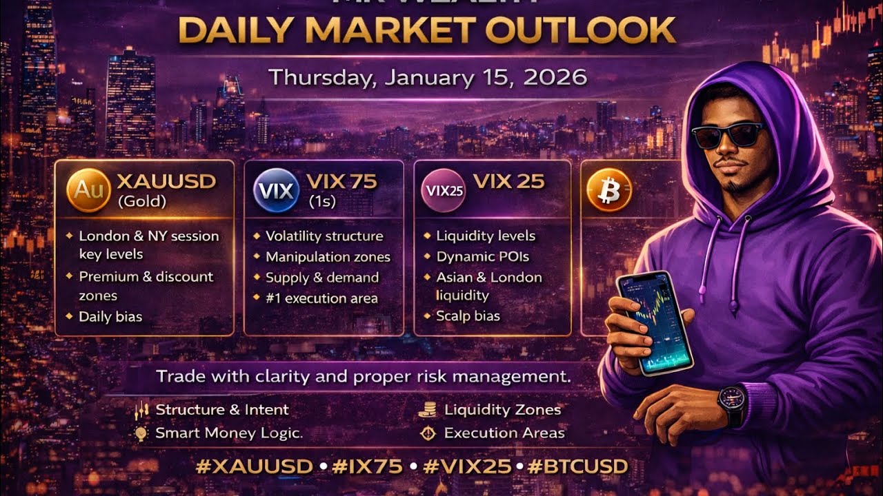 Daily Market Outlook | XAUUSD • VIX 75 • VIX 25 • BTCUSD | Jan 15, 2026 ...