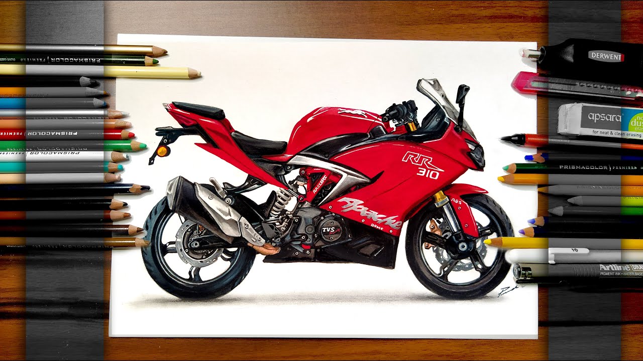 Realistic Bike Drawing | Apache 310RR. Time-lapse video. - YouTube