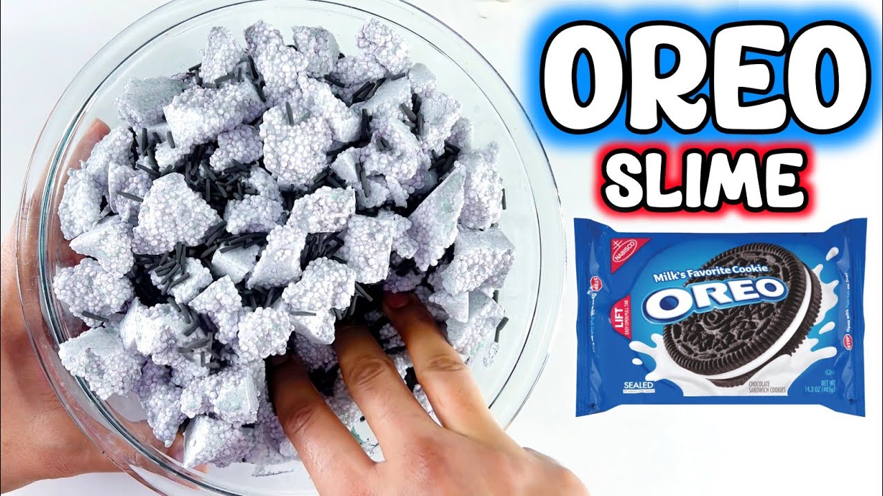 OREO CRUNCH WATER SLIME💦👅🎧 How to make Oreo Popcorn Slime with Fevigum ...