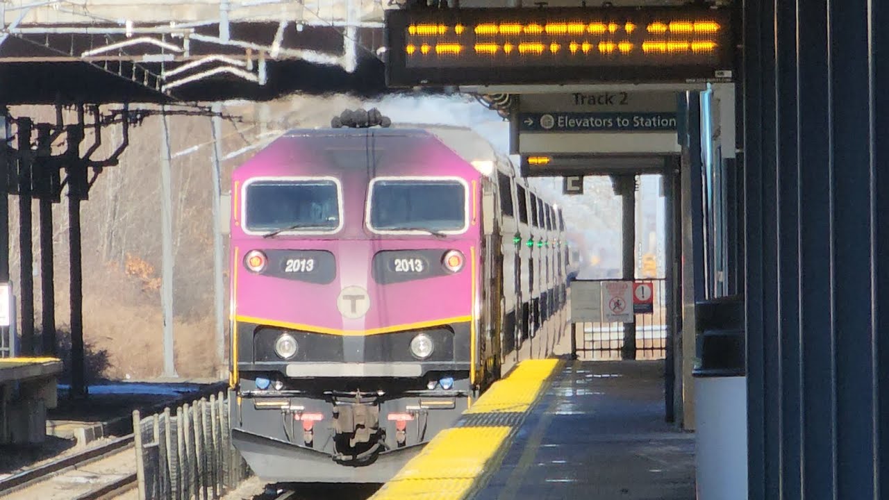 South Station bound Commuter rail train entering Route 128. - YouTube