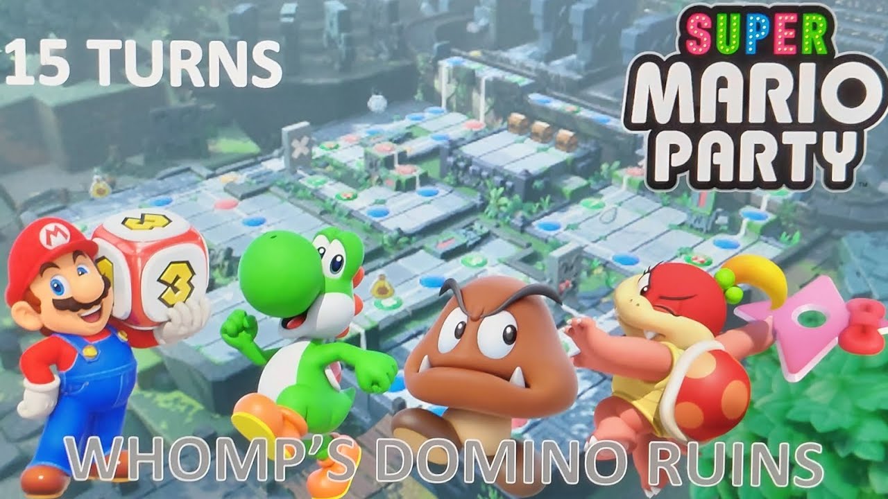 Super Mario Party - Whomp's Domino Ruins with Mario Vs Yoshi Vs Goomba ...
