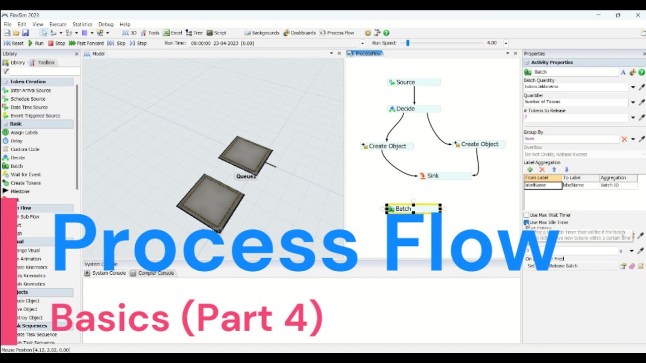 Part 4 Basics Process Flow Tutorial Process Simulation Flexsim 23 Decide Batch