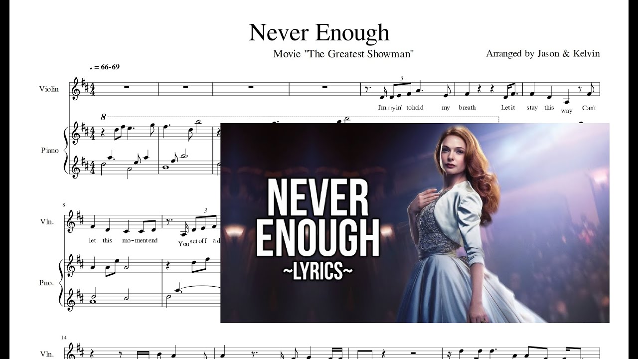 Never Enough - The Greatest Showman (Music Score) - YouTube