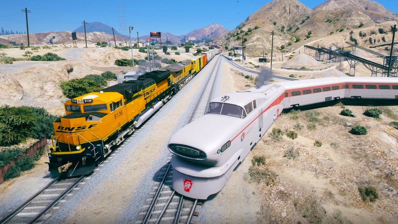 AEROTRAIN driving through Abandoned Railroads with 2 Trains 2 Tracks ...