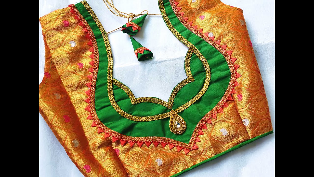 Paithani saree blouse back neck design || cutting and stitching back ...