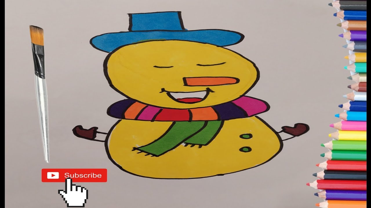 how to draw a snow man|lets color the snow man|drawing for kids - YouTube