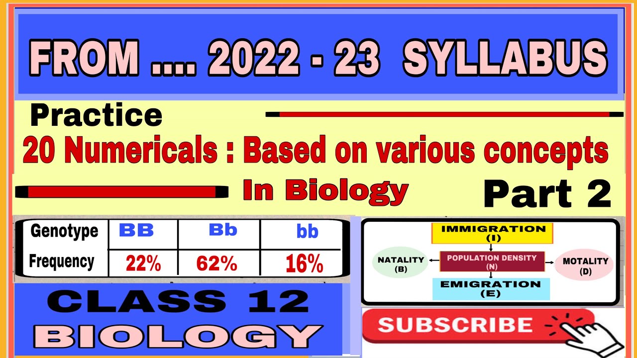 20 Numericals in Biology Based on various concepts / part 2/Class 12 ...