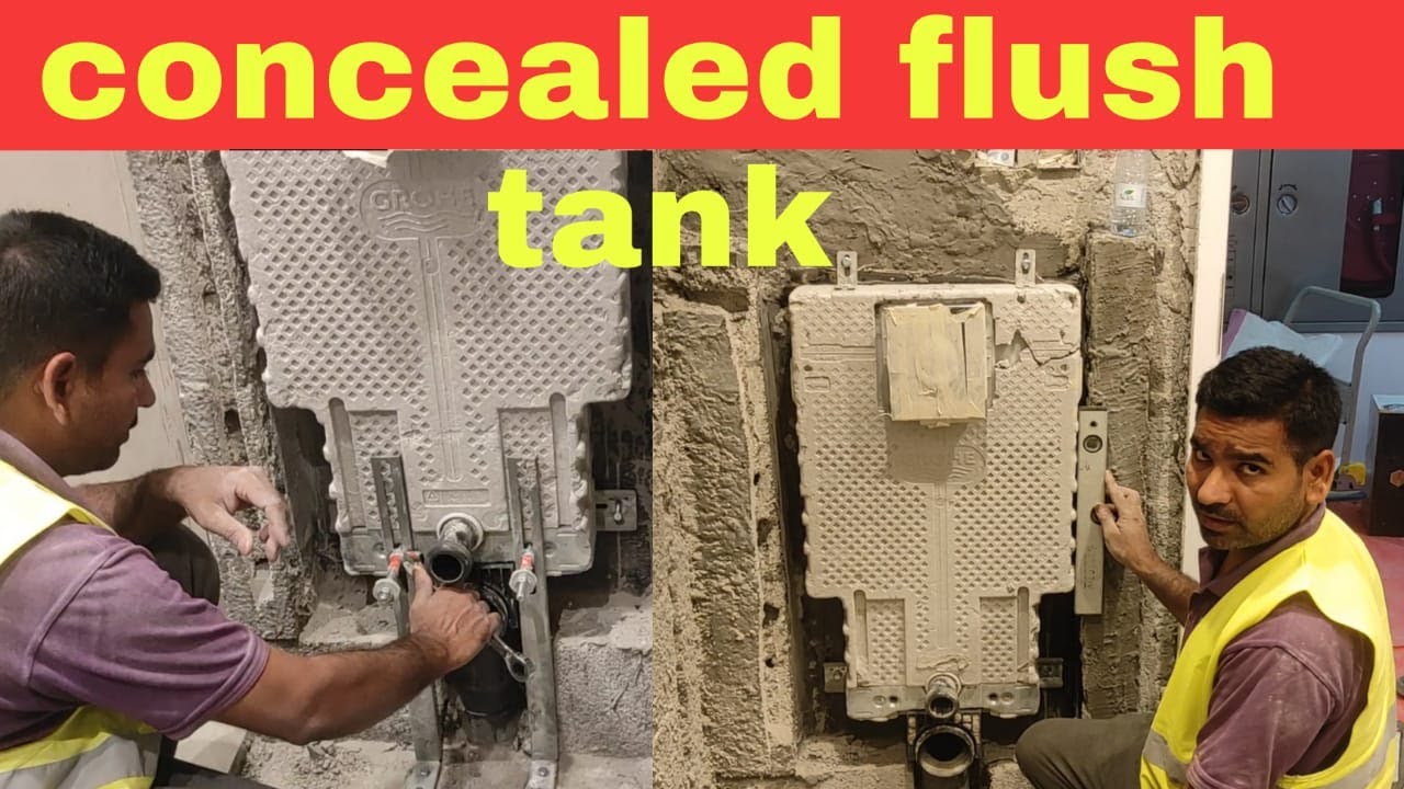 Concealed flush tank installation || grohe ka concealed half frame ...