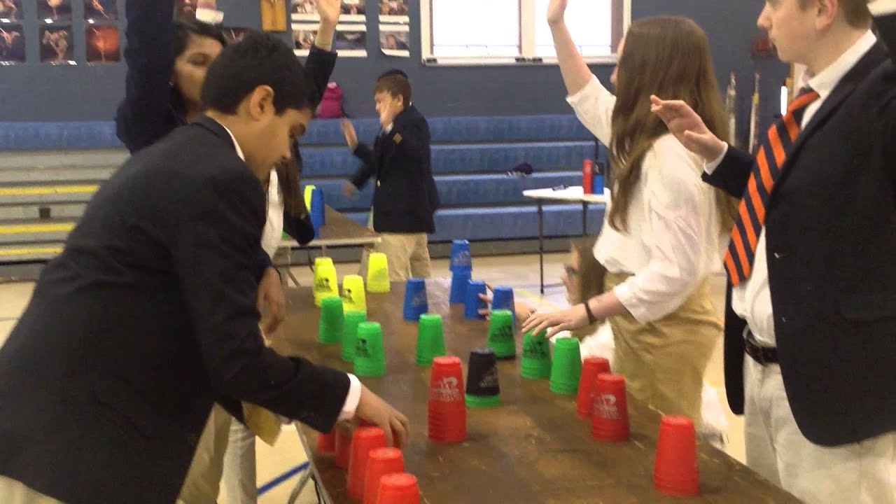 Middle School Students Help Break Cup Stacking World Record - YouTube