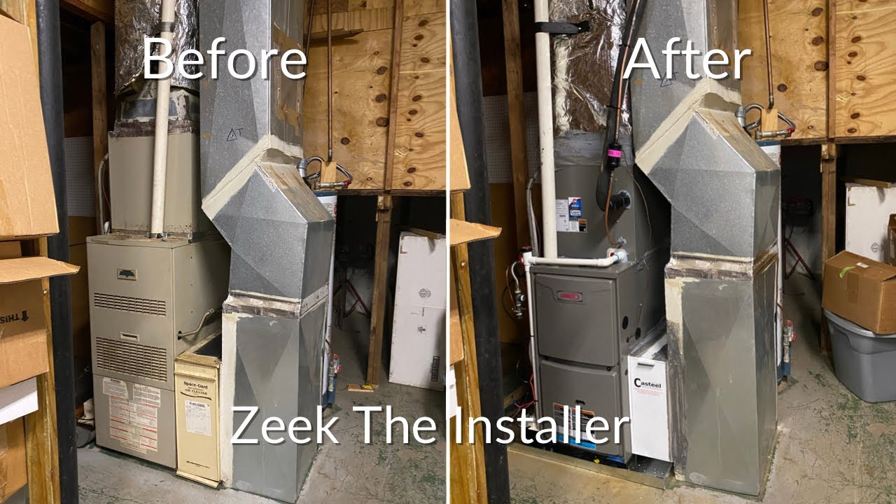 HVAC basement install Lennox equipment 5” media filter box swap with ...