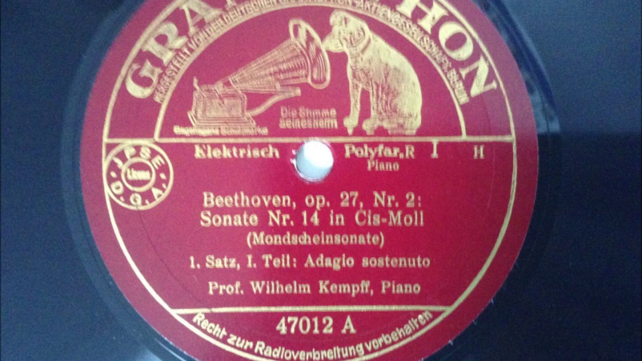 Beethoven Moonlight Sonata first movement (Old recording) - YouTube