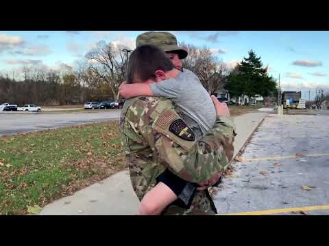 Soldier's son overwhelmed after surprise reunion