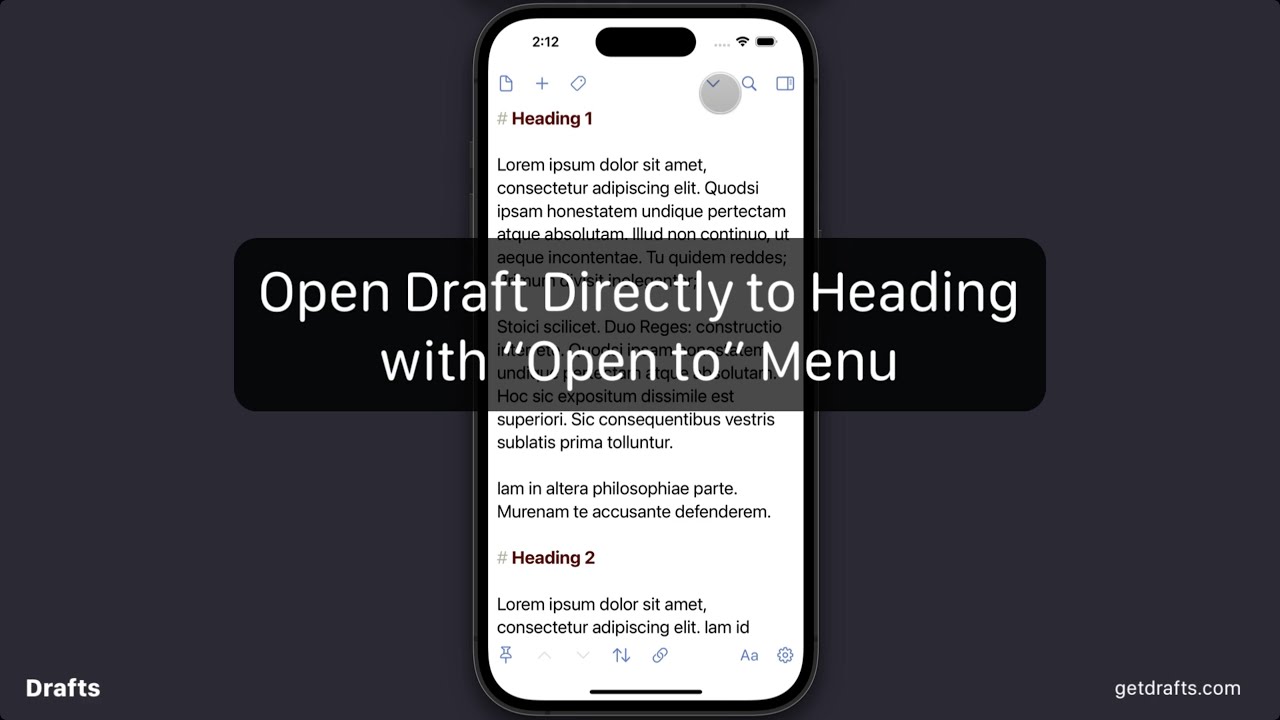 TIP: Open drafts directly to headings with "Open in" menu - YouTube