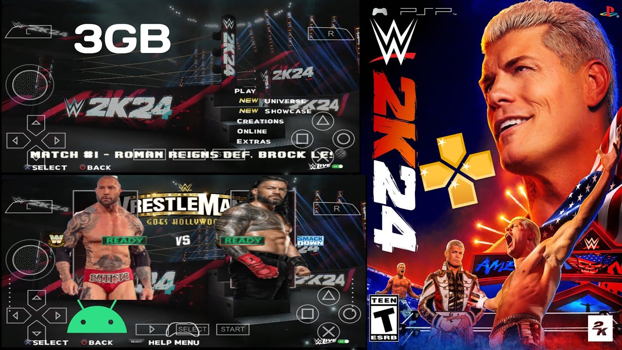 WWE 2K24 PSP New Game For PPSSPP Emulator On Android Device | Batista ...