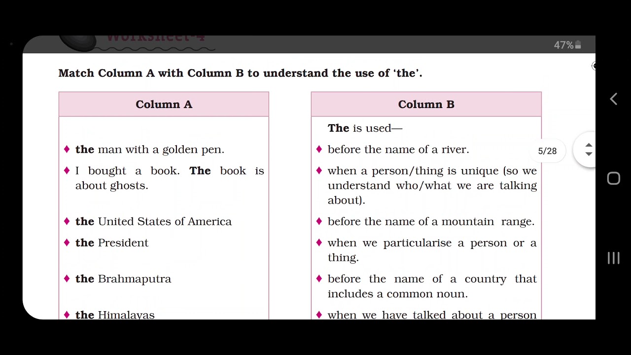 Articles Part 1 Class 7 English Practice Book DAV - YouTube