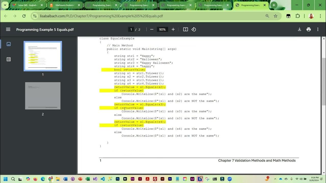 Chapter 7 Equals programming examples - YouTube