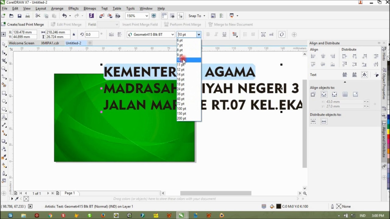 tutorial corel draw - membuat id card #1 - YouTube
