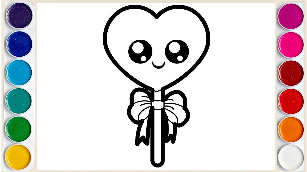 How to Draw a Cute Heart Lollipop | Easy Lollipop Drawing#cutedrawing ...