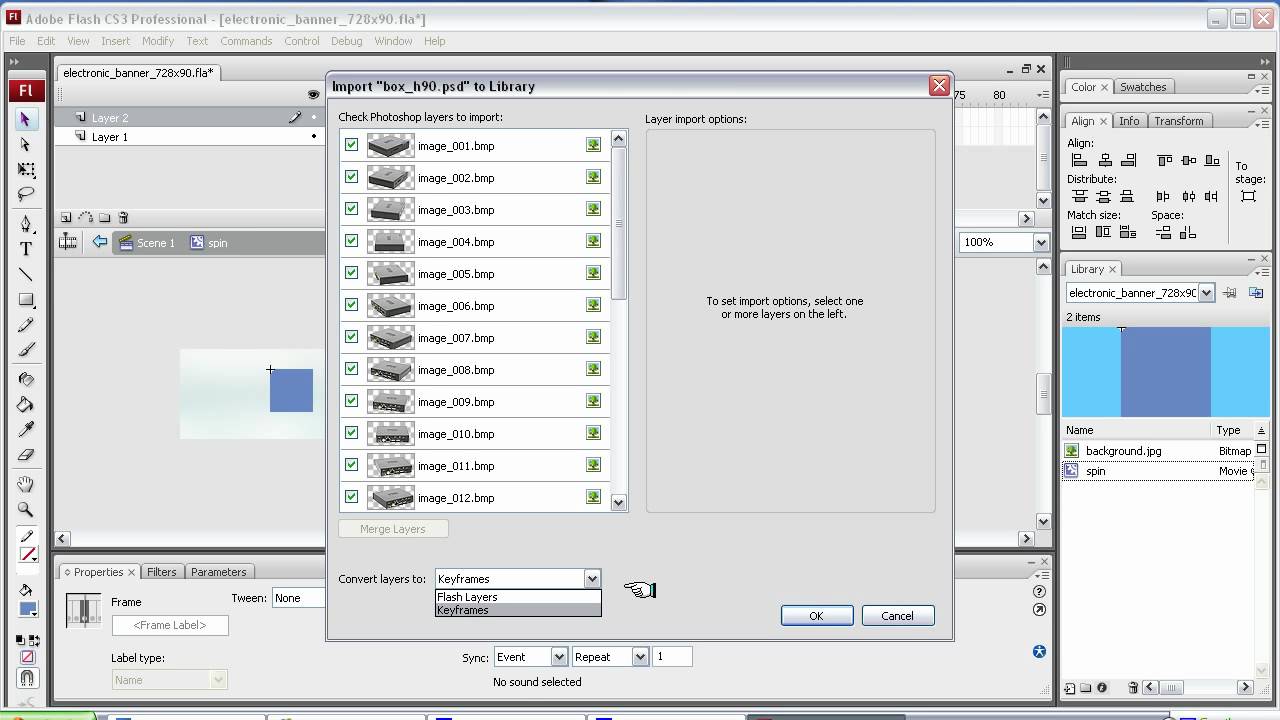 FLASH CS3 - 1b Intermediate Level - Adding a rotating image - YouTube