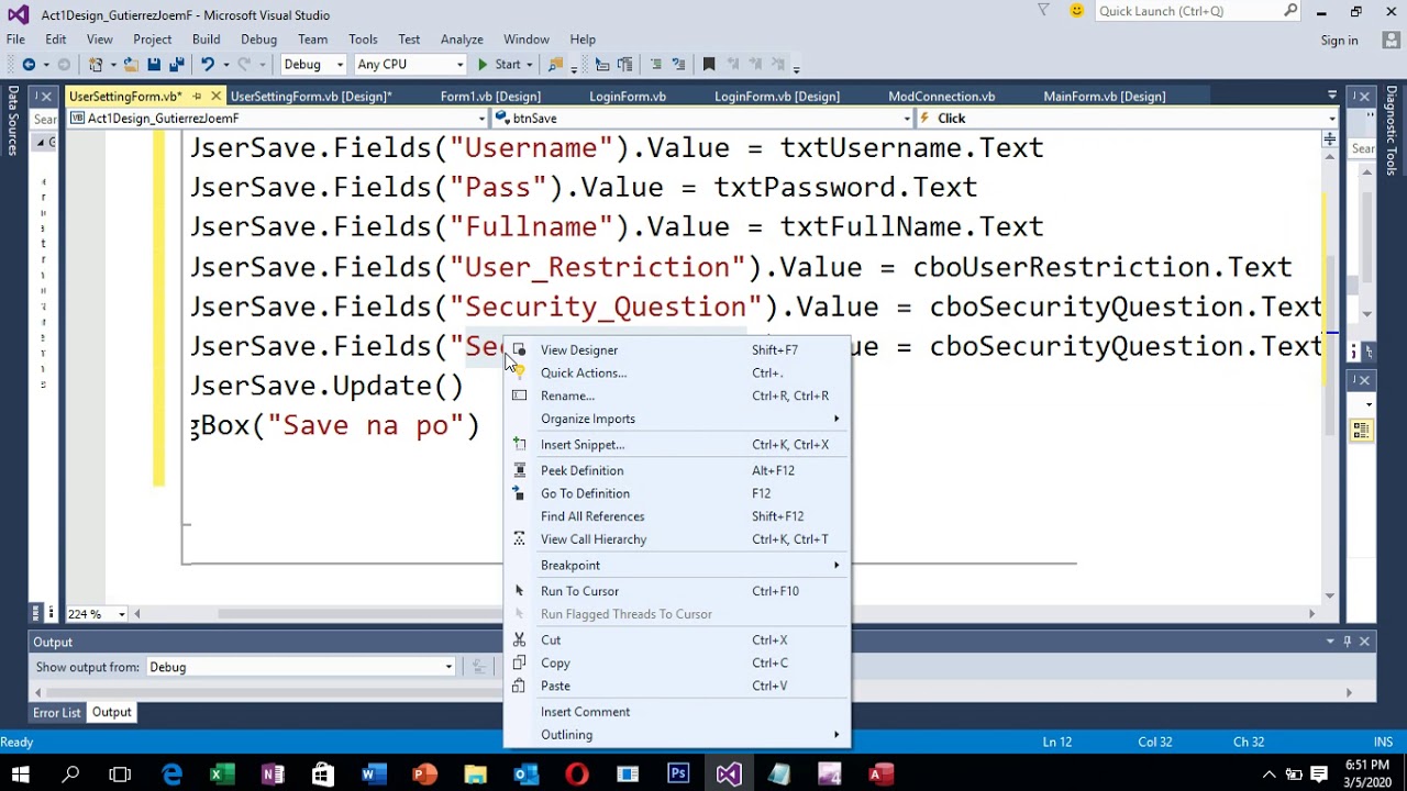 Part7 2 Save Code Access Database/MySQL Database - YouTube