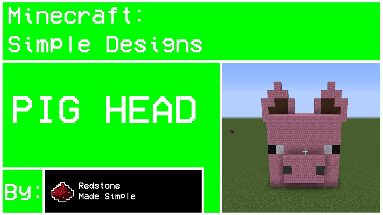 Minecraft Simple Designs: Pig Head - YouTube