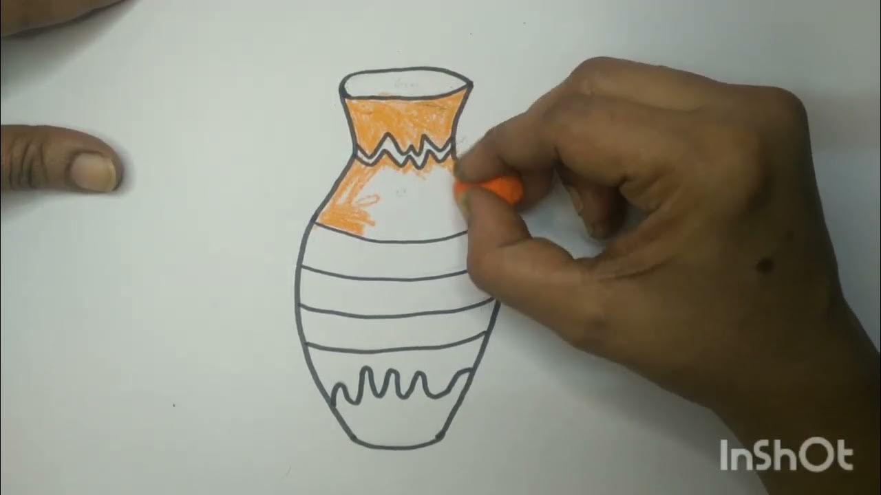 Vase Drawing and Colouring||Easy step by step for toddlers - YouTube