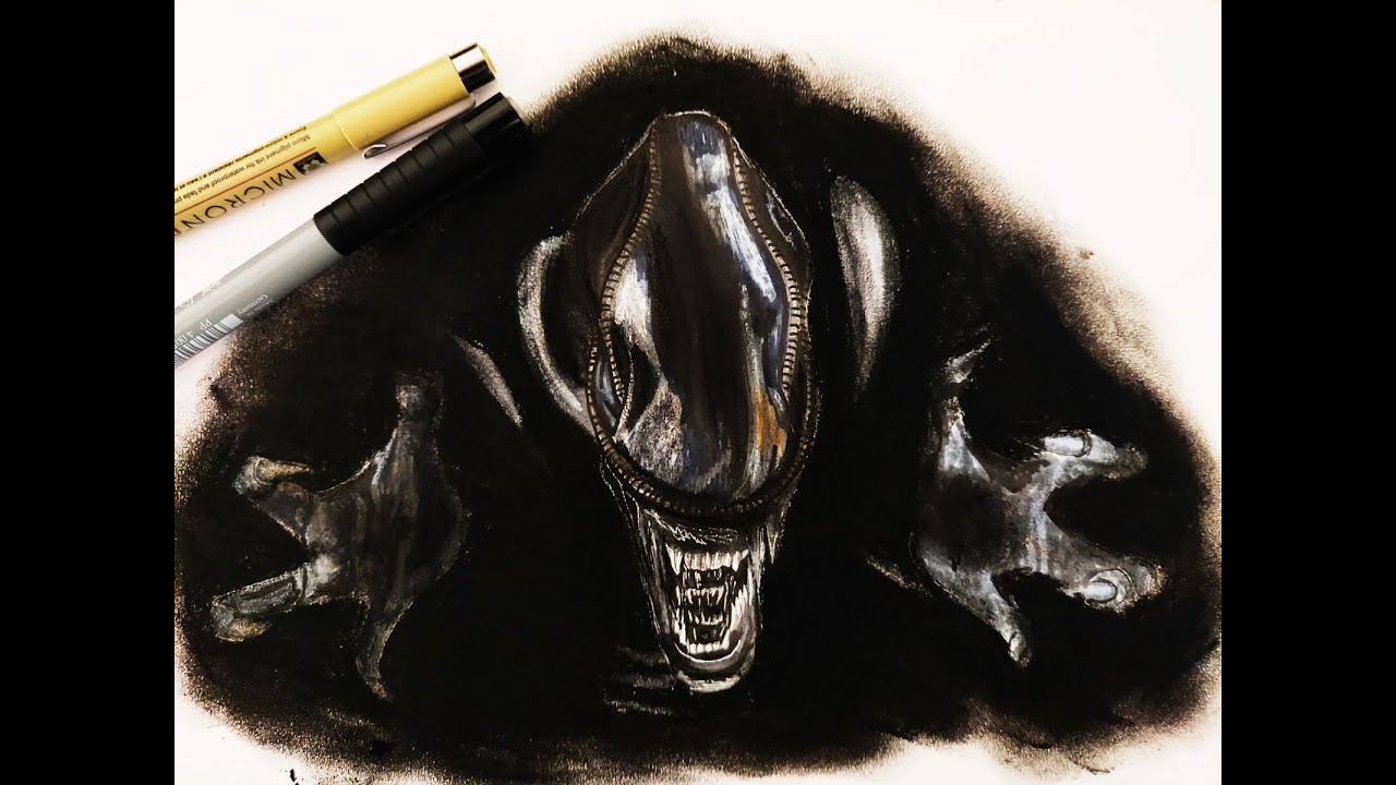 Alien. Extraterrestrial life form. Drawing with markers - YouTube