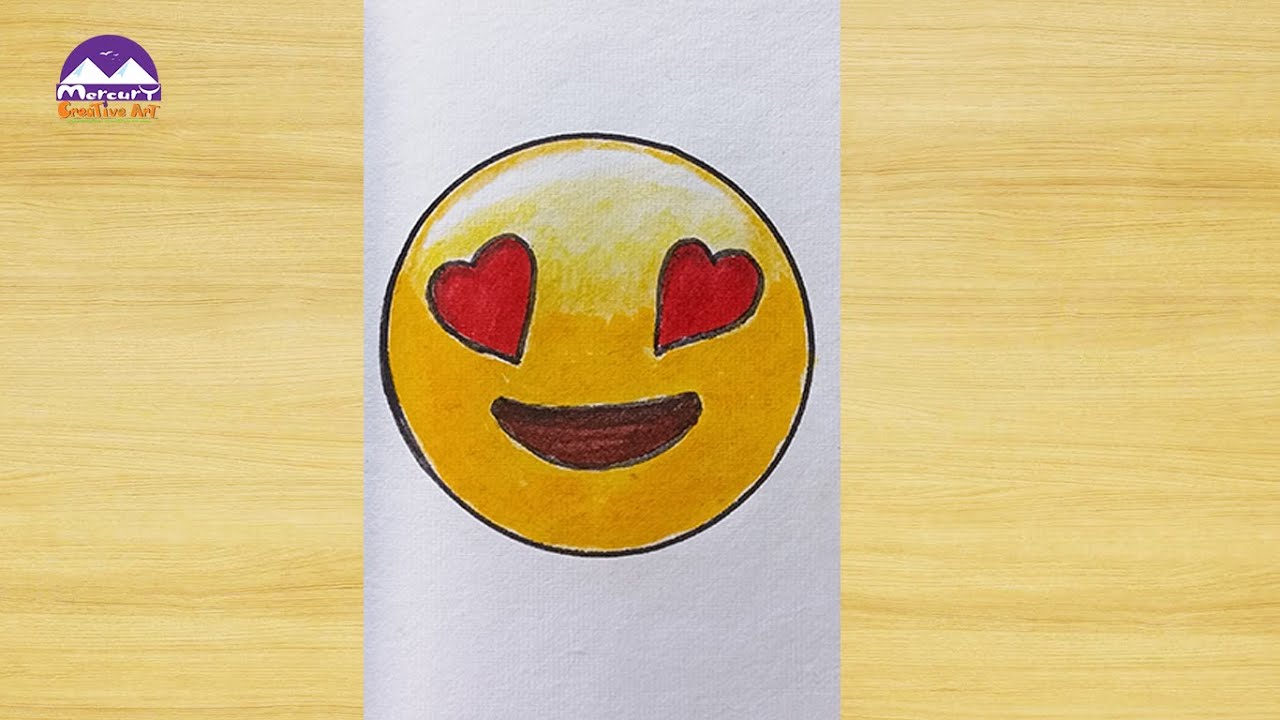 How To Draw Heart Eyes Emoji - YouTube