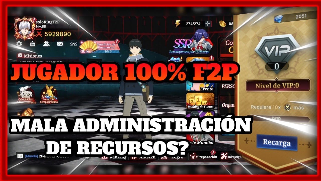 REVISIÓN DE CUENTA SOLOF2P JUGADOR VIP 0 / TOKYO GHOUL BREAK THE CHAINS ...