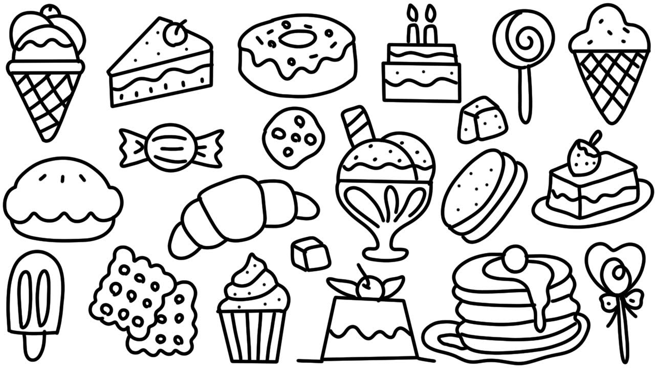 How to draw a food easy | candy,cake,lollipop,ice cream,donuts |Easy ...