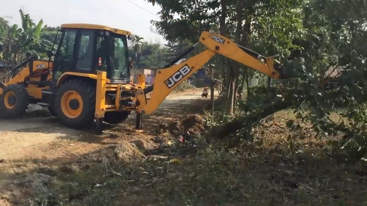 JCB Backhoe vs Stubborn Tree Roots | Extreme Tree Removal in Action ...