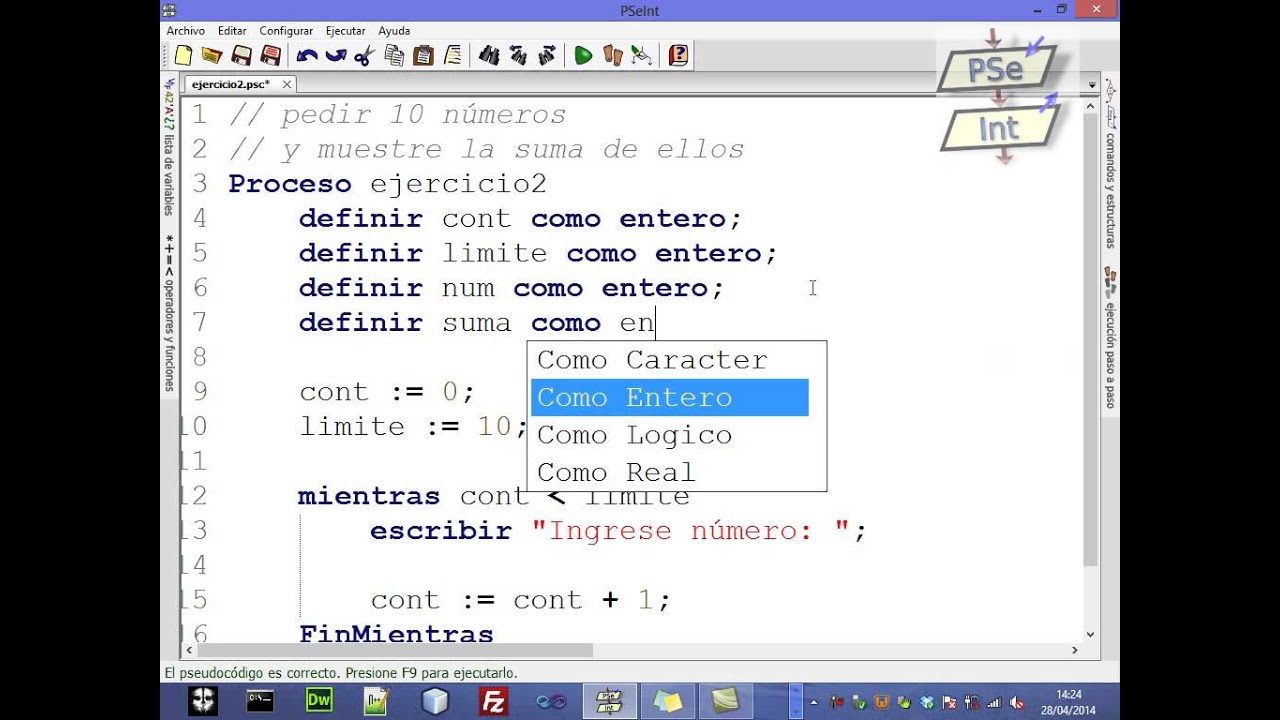 Ejercicios Bsicos De Pseudocodigo En Pseint Id