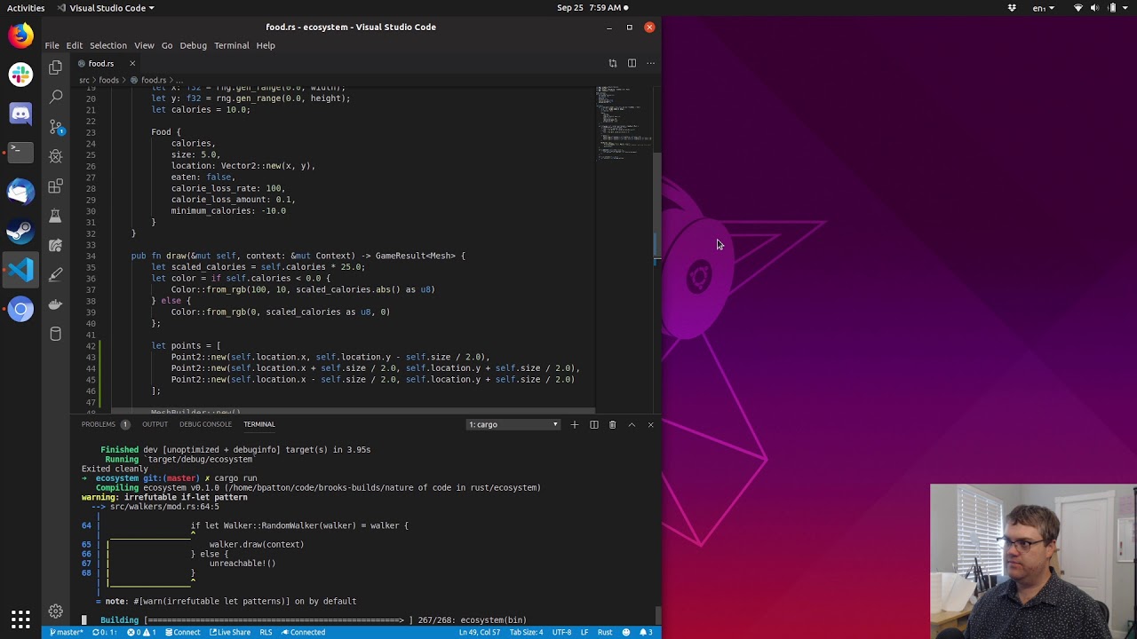 Nature of Code with Rust - food has different shapes - YouTube