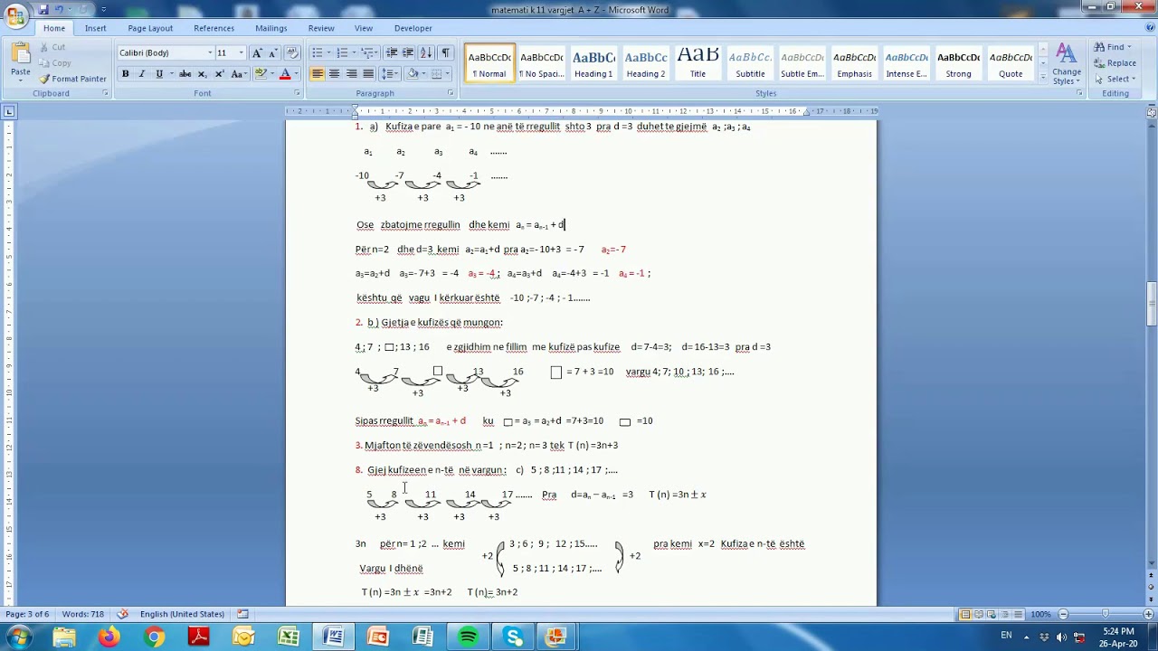 Vargjet lineare (progresioni aritmetik).Klasa 11 Pegi. - YouTube