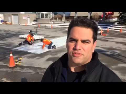 Windsor Installs Synthetic Ice At Charles Clark Square - YouTube