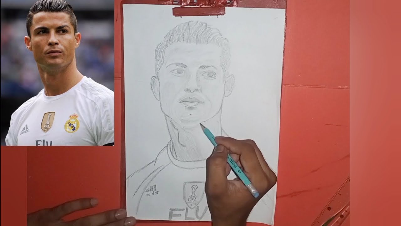 Pencil scetch of UR • Cristiano Ronaldo how to draw face tutorial step ...
