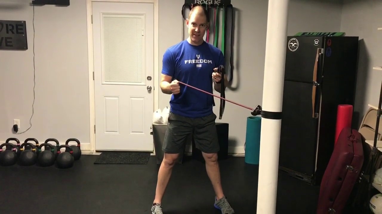 Resisted Rotation Squat - YouTube