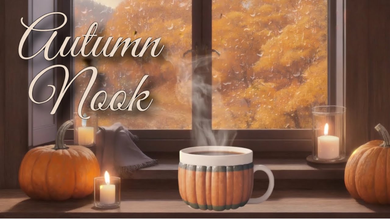Cozy Autumn Nook | Autumn Ambience | Soft Rain on Window | Rain ...