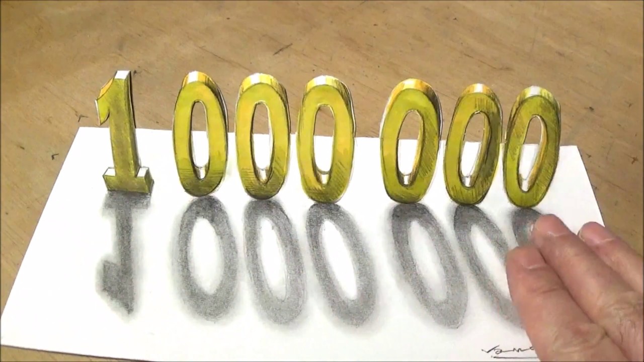 1000000 Subscribers! - Thank You! - Drawing 3D Numbers One Millions ...