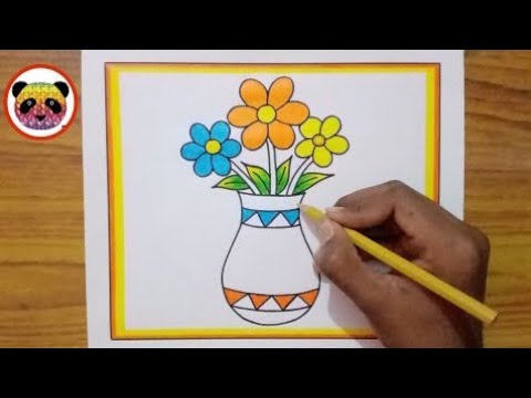 flower pot drawing | How to draw flower pot | drawing colouring for ...