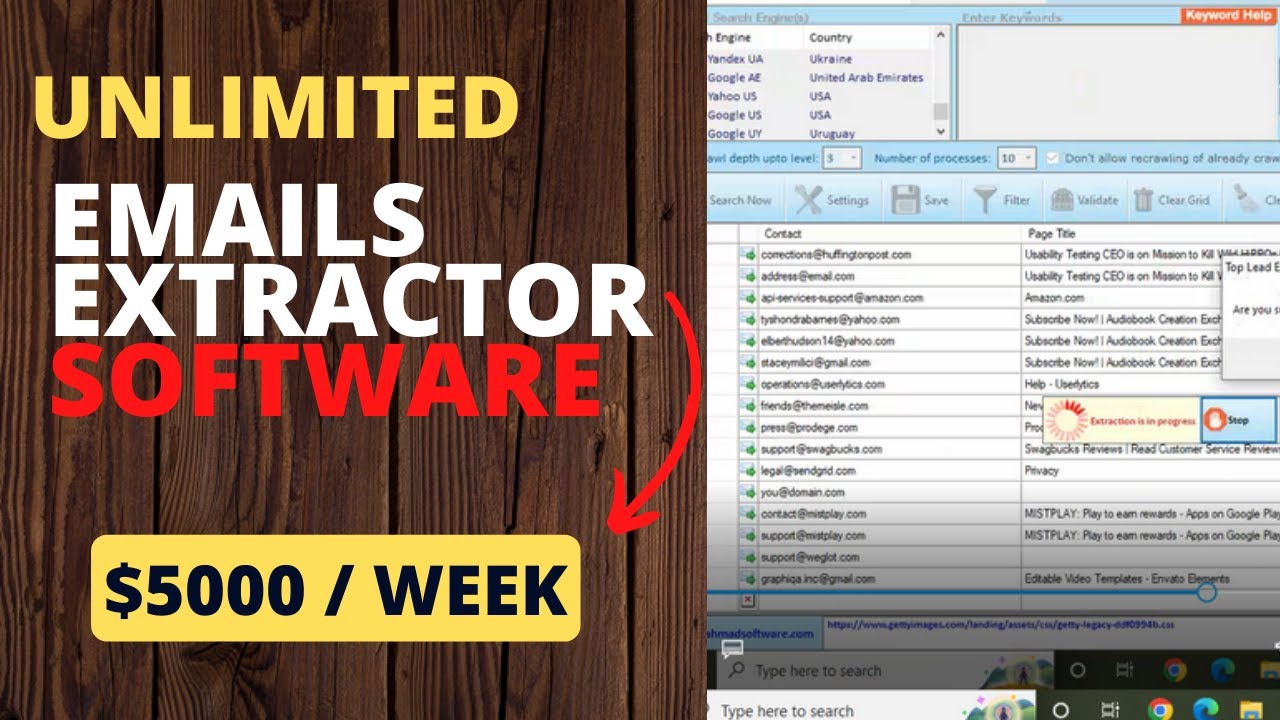 UNLIMITED EMAIL EXTRACTOR SOFTWARE {in just few minute, life time ...