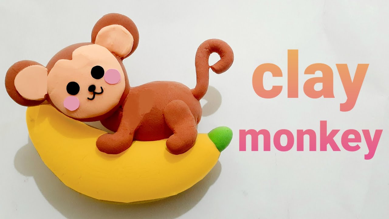 How to make a clay monkey on a banana by Gifted Hands | clay monkey ...