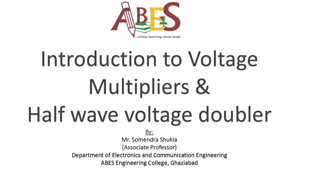 Introduction to Voltage Multipliers & Half wave Voltage Doubler by Mr ...