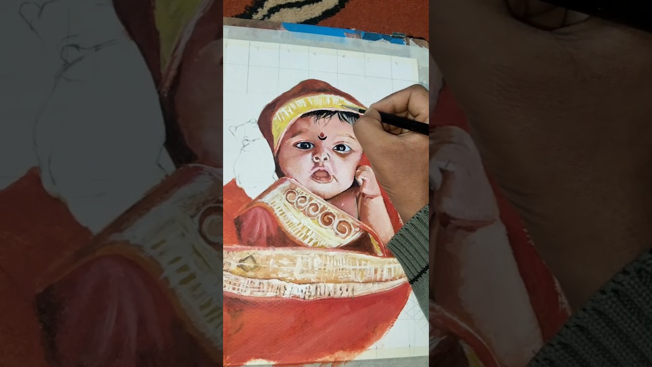 Girl portrait 😍💙#art #shortvideo #acrylicpainting - YouTube